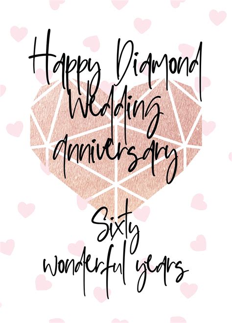 Happy 60th Anniversary Wishes Handmade Happy Diamond Anniversary Card