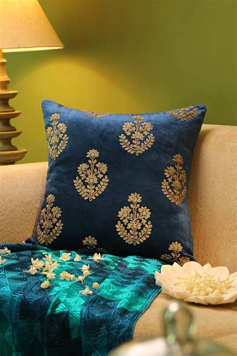 Buy Amoli Concepts Zari Embroidered Cushion Cover Online Aza Fashions