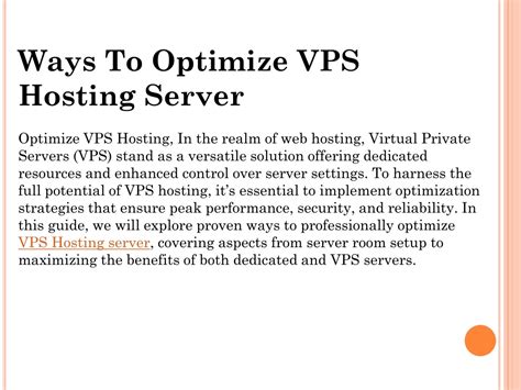 Ppt Ways To Optimize Vps Hosting Server Powerpoint Presentation Free