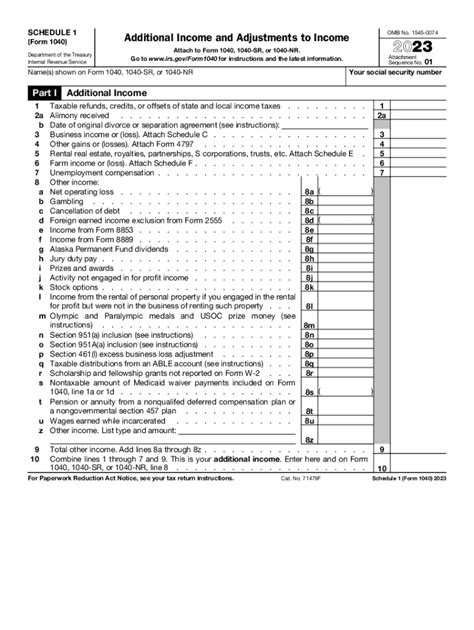 2023 Form Irs 1040 Schedule 1 Fill Online Printable Fillable Blank Pdffiller