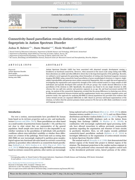 Pdf Connectivity Based Parcellation Reveals Distinct Cortico Striatal Connectivity