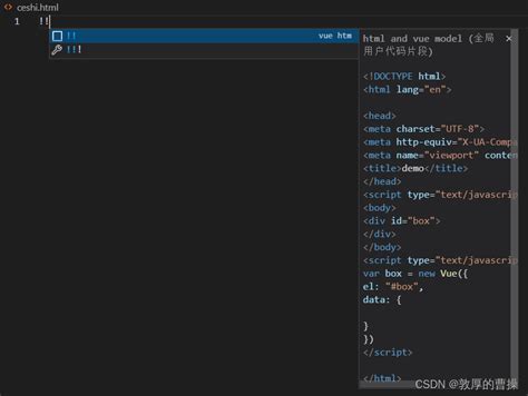 【vscode】如何使用vscode中的代码片段快速输入常用代码（太实用了，有图，有示例） vscode怎么快捷开头代码 csdn博客