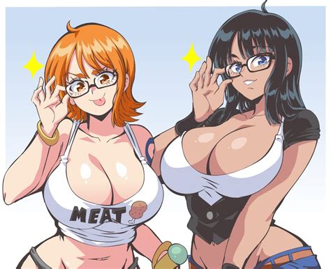 Nami And Nico Robin One Piece Drawn By Lewdamone Danbooru