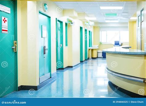 Modern Hospital Counter And Ward Corridor Stock Illustration