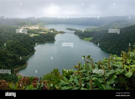 View Of Sete Cidades Near Miradouro Da Grota Do Inferno Viewpoint Sao