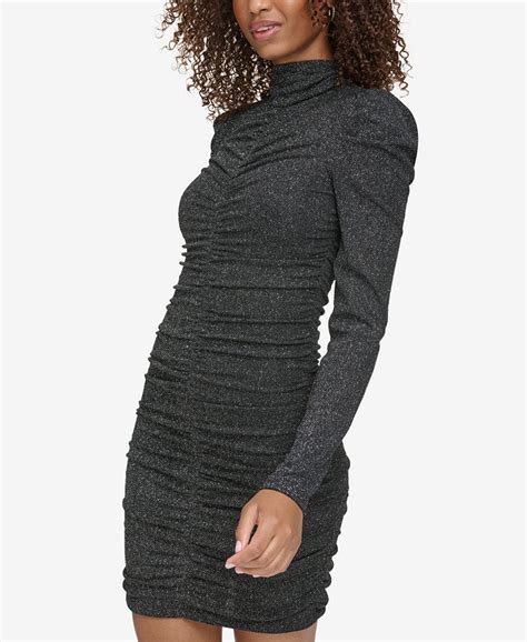 Karl Lagerfeld Paris Womens Ruched Mock Neck Dress Macys