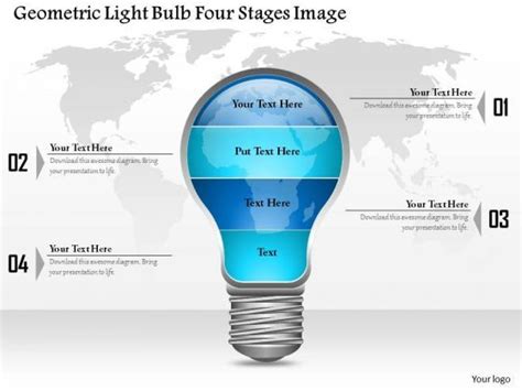 Business Diagram Geometric Light Bulb Four Stages Image Presentation Template