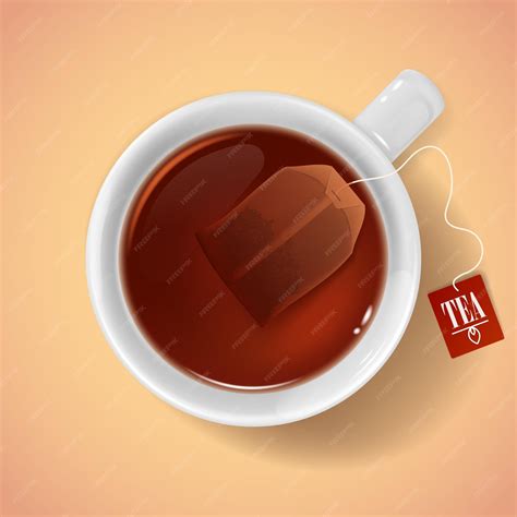 Taza De Té Con Taza De Vector Realista De Bolsita De Té Vector Premium