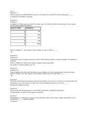 Bus Stat Quiz Docx CH Question When Using Excel S BINOM DIST Function One Should