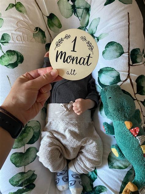 Meilensteinkarten Babys erstes Jahr 6 runde Kärtchen aus Holz