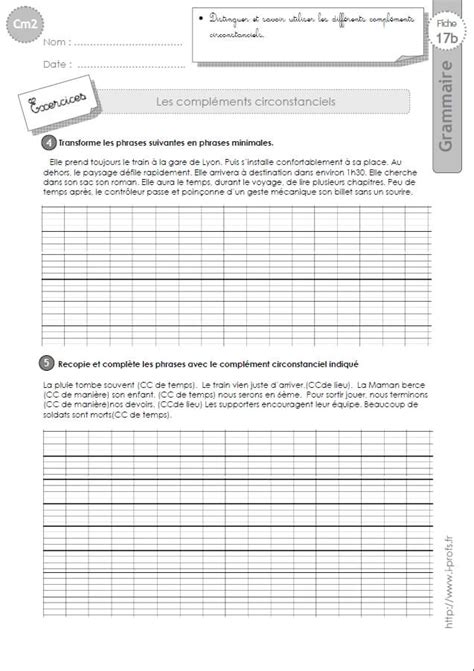 Cm2 Exercices Les Complements Circonstanciels