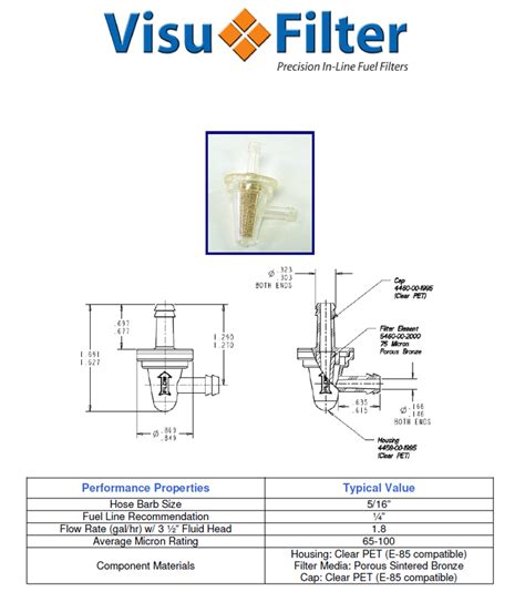 Visu Filter 14 Inline Fuel Filter 90 Degree Angle Type Power Barn