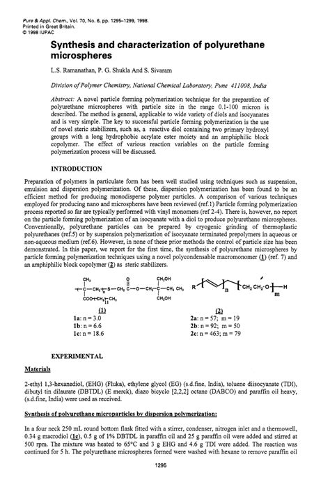 Pdf Synthesis And Characterization Of Pu Microspheres