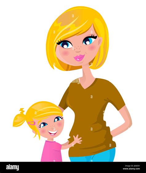 Femme Mère Maman Ma Maman Enfant Dessin Animé Enfant Hug