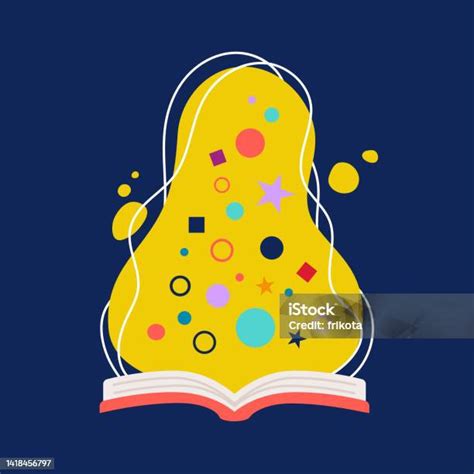 책을 여는 것 지식 문화 영감 상상력의 상징으로 열린 책 교육의 개념 벡터 일러스트 레이 션 평면 디자인 사전에 대한 스톡 벡터