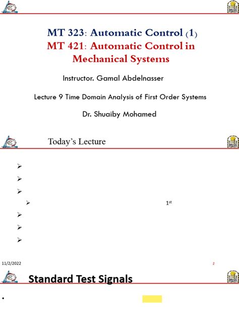 lec 09 time domain analysis of first order systems pdf applied