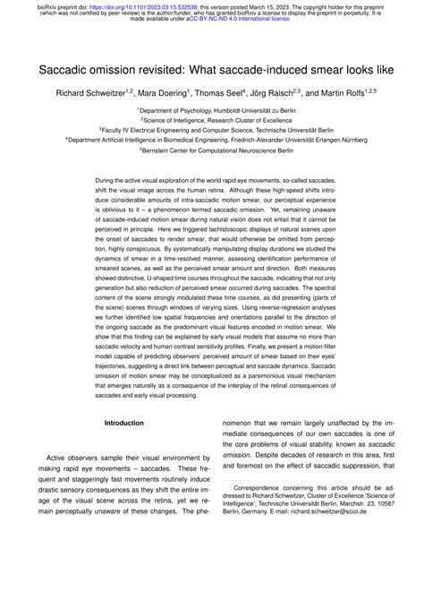 Pdf Saccadic Omission Revisited What Saccade Induced Smear Looks Like