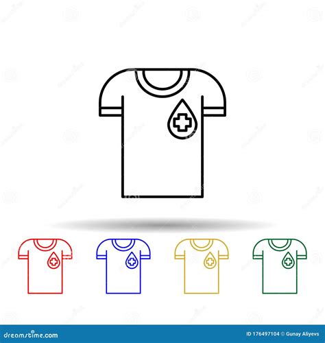 Donatie Van T Shirt Met Meerdere Kleuren Pictogram Eenvoudige Omtrek