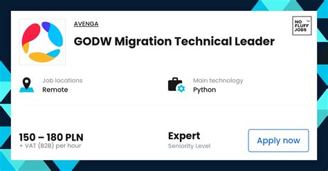 Godw Migration Technical Leader Job Data Avenga Remote No Fluff