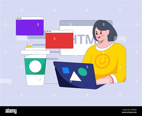 Programming Teaching Development Flat Character Vector Concept Operation Hand Drawn Illustration