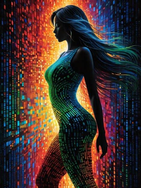 Premium Photo Colorful Binary Girl