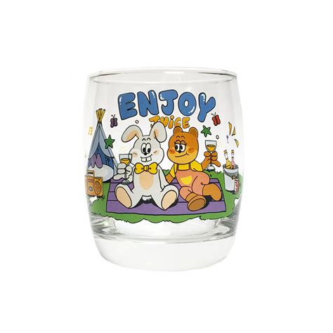 벨라앤제니퍼 토끼와 곰 레트로 빈티지 글라스 유리컵 귀여운 캐릭터 일러스트 감성 홈카페 인테리어 친구 생일선물 위시버킷