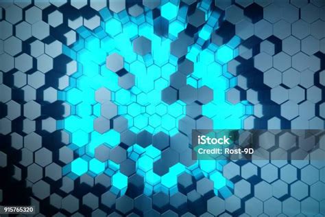 3d 그림 미래 표면 육각 패턴과 빛을 광선의 추상 블루 푸른 색조 육각 배경입니다 0명에 대한 스톡 사진 및 기타 이미지 0명 3차원 형태 강철 Istock