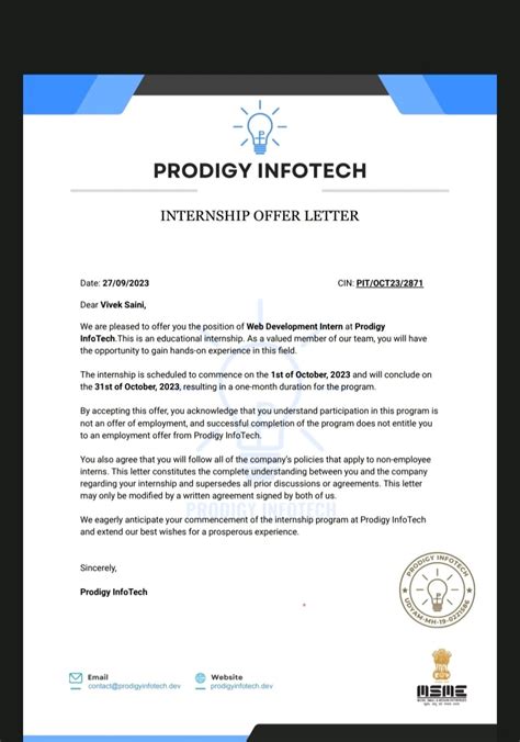 Vivek Saini On Linkedin Webdeveloper Prodigyinfotech Internship