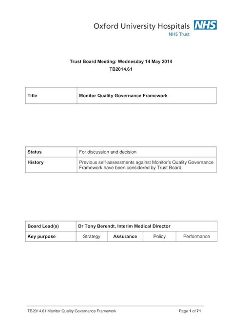 Pdf Monitor Quality Governance Framework · Annette Anderson Head Of