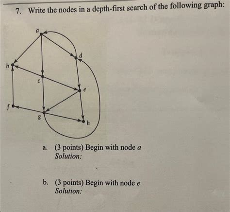 solved 7 write the nodes in a depth first search of the