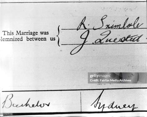 Signature Of Robert Trimbole And Wife Joan Quested In The Marriage