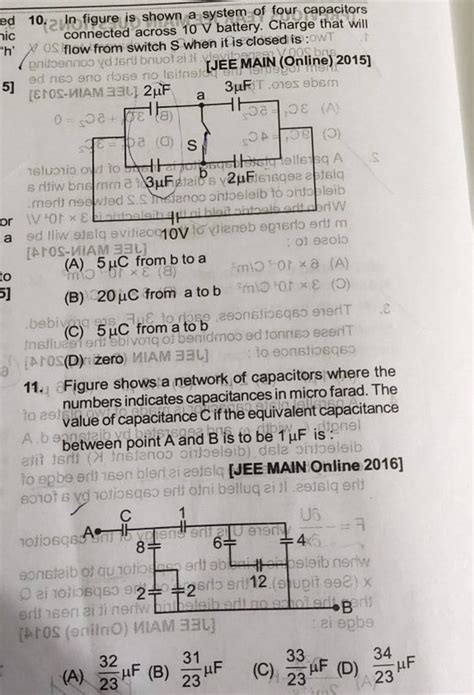 2 In Figure Is Shown A System Of Four Capacitors Connected Across 10 V Ba