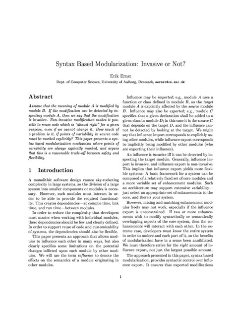Pdf Syntax Based Modularization Invasive Or Not