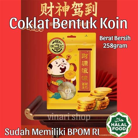 Cemilan Coklat Bentuk Koin 258gr Permen Coklat Hidangan Imlek Coklat