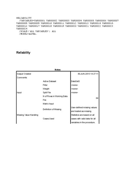 Sample Cronbachs Pdf Variance Statistics