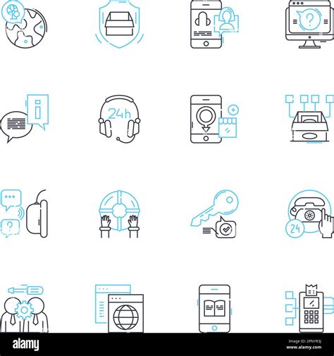 Member Help Linear Icons Set Assistance Support Guidance Helpdesk Customer Service