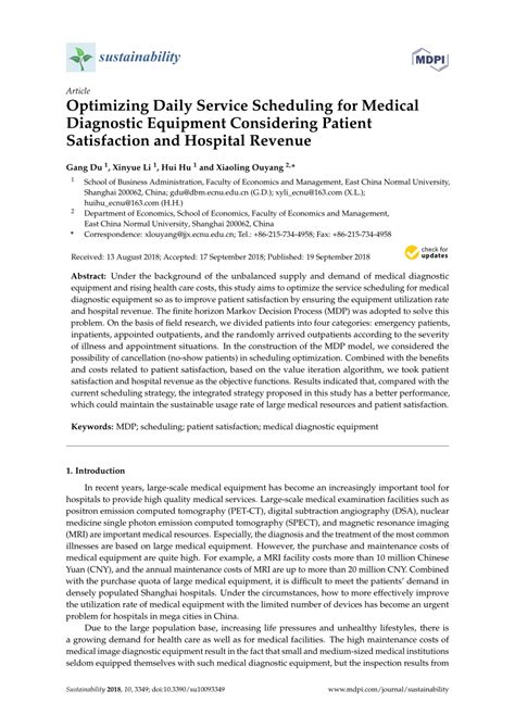 Pdf Optimizing Daily Service Scheduling For Medical Diagnostic
