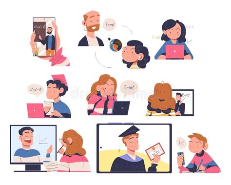 Online Education And E Learning With People Characters Having Lesson On