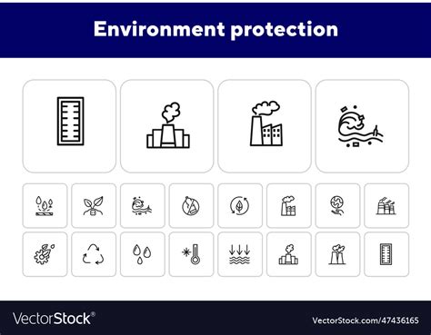 Environment Protection Line Icon Set Royalty Free Vector