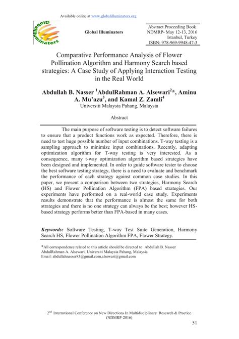 Pdf Comparative Performance Analysis Of Flower Pollination Algorithm