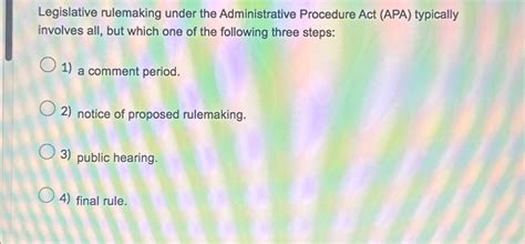 Solved Legislative Rulemaking Under The Administrative