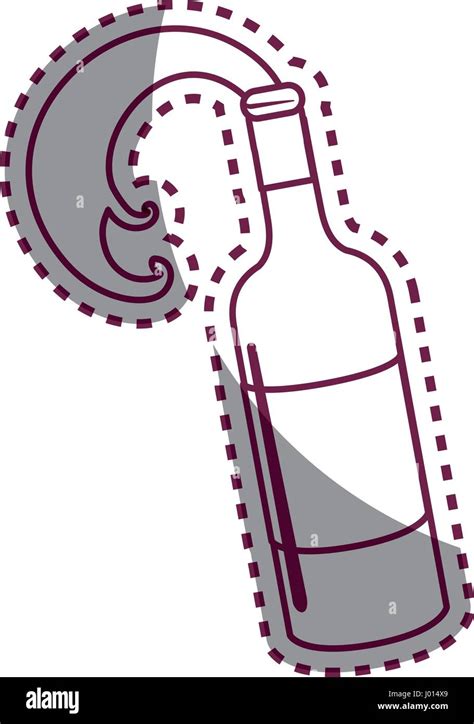 Sticker Line Bottle Splashing Wine Icon Stock Vector Image And Art Alamy