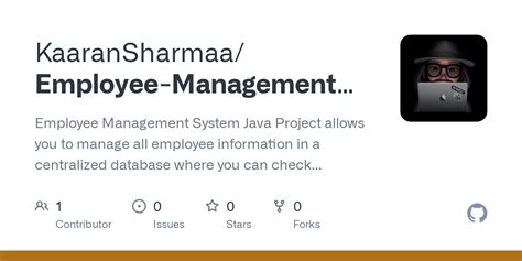 GitHub KaaranSharmaa Employee Management System Employee Management System Java Project