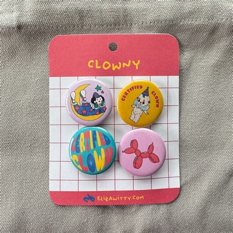 Clowny 125 Inch Pin Back Button Set Etsy