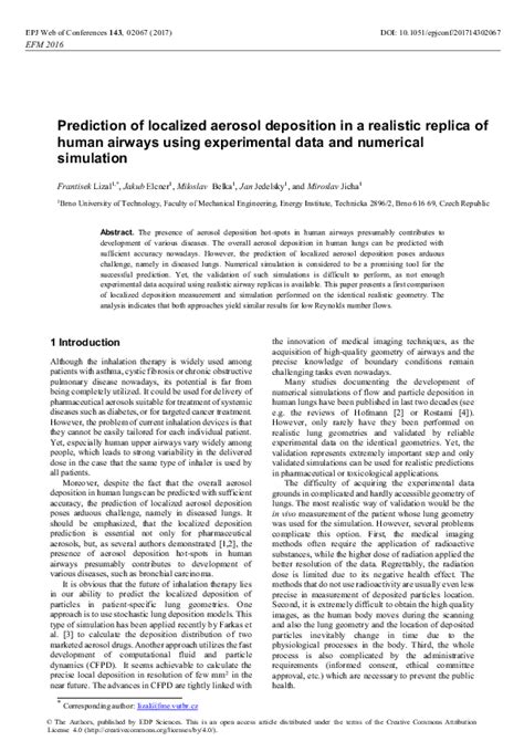 Pdf Localized Aerosol Deposition In Human Airways Data And Simulation