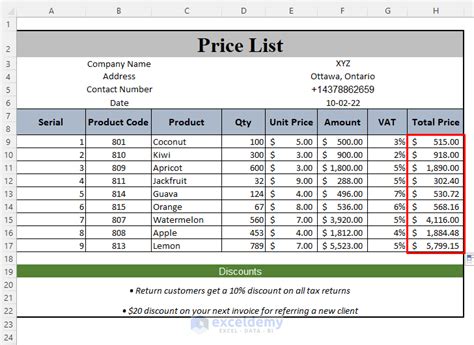 how to make a price list in excel step by step guidelines exceldemy
