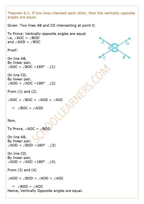 theorem 6 1 class 9 if two lines intersect each other then the
