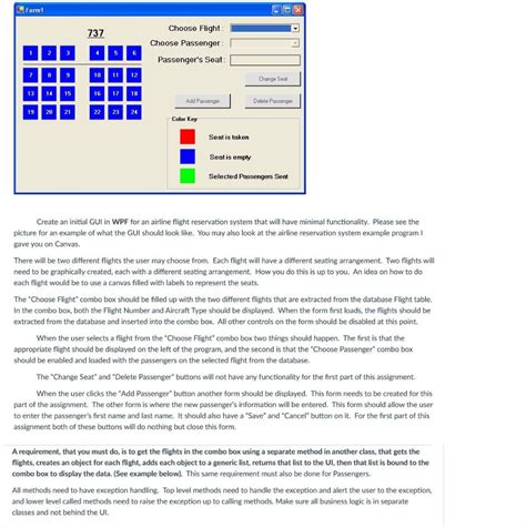 solved create an initial gui in wpf for an airline flight