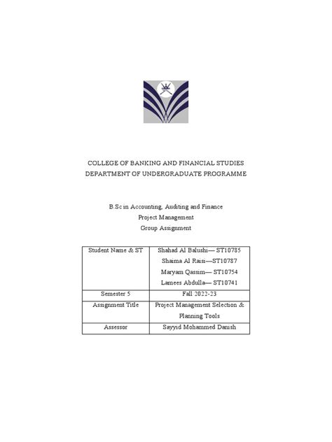 Project Management Assignment Pdf Project Management Cost