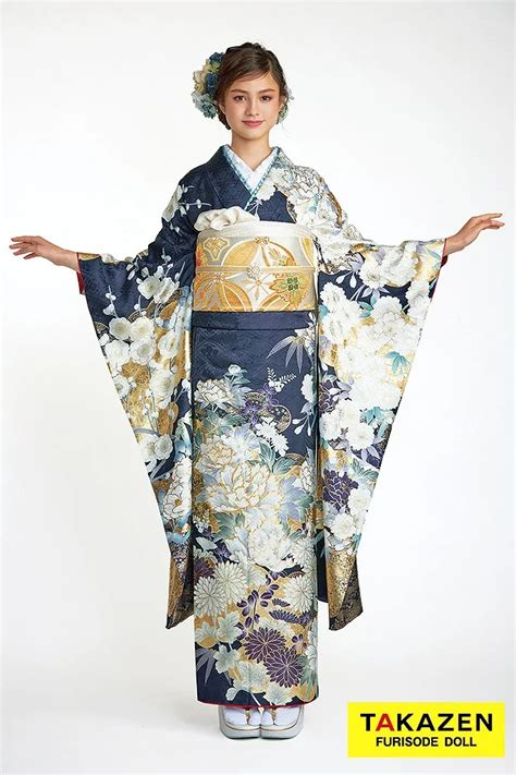 正統派古典 紺色ネイビー金 牡丹柄 豪華 きれいめ 華やか 清楚 大人っぽい振袖 ブリッジマン遊七【通販可】24049｜成人式振袖・卒業